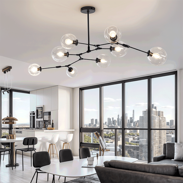 Customisable Derrick Chandelier | Nyralondon - Smoky Grey Glass / Black ...