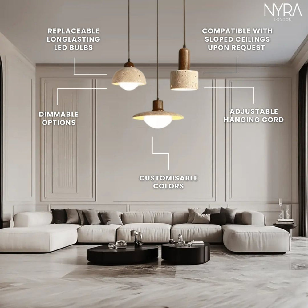 Travertine Wabi Chandelier Light - Zen Lighting - Nyra London - NYRALONDON