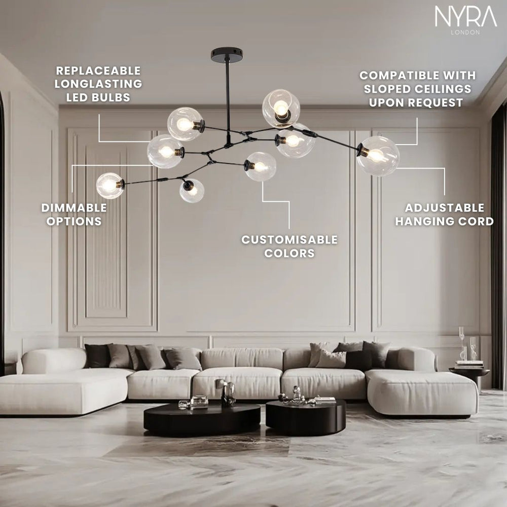 Customisable Derrick Chandelier | Nyralondon - Smoky Grey Glass / Black ...
