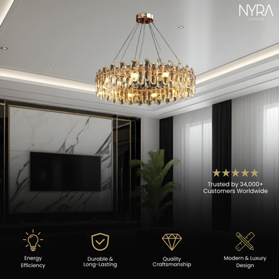 Tooley Crystal Chandelier | NYRALONDON - Round - 23.6" x 7.0" / 60 x ...