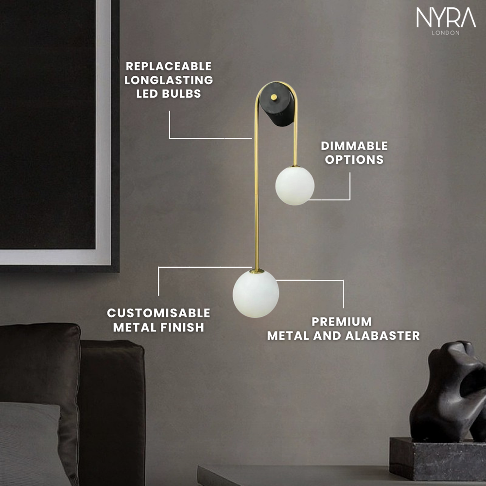 Alice Orb LED Wall Lamp - Matching Pair (Left & Right) / Warm light ...