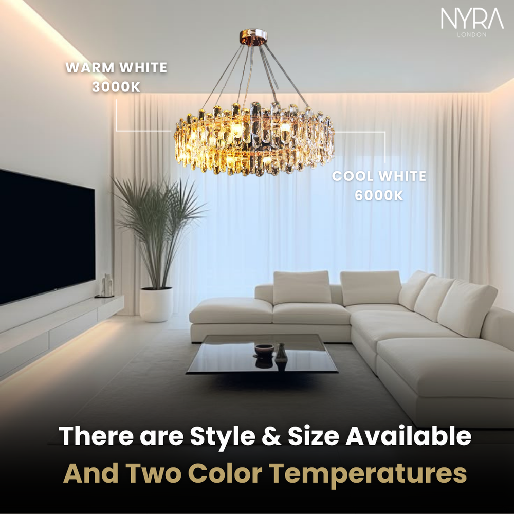 Tooley Crystal Chandelier | NYRALONDON - Round - 23.6" x 7.0" / 60 x ...