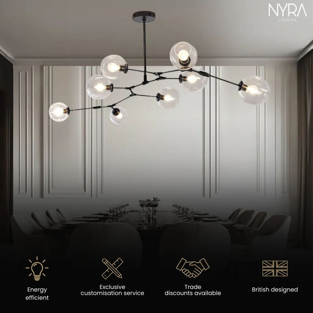 Customisable Derrick Chandelier | Nyralondon - Smoky Grey Glass / Black ...
