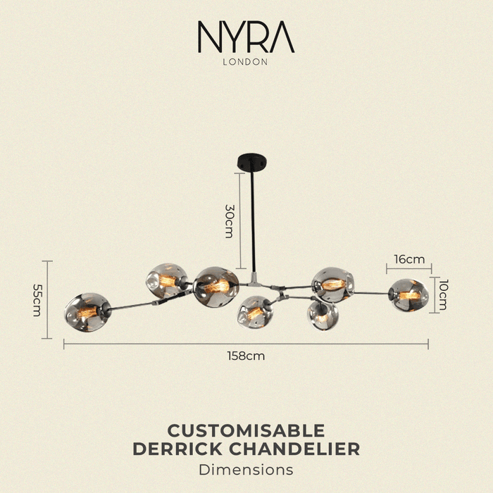 Customisable Derrick Chandelier | Nyralondon - Smoky Grey Glass / Black ...