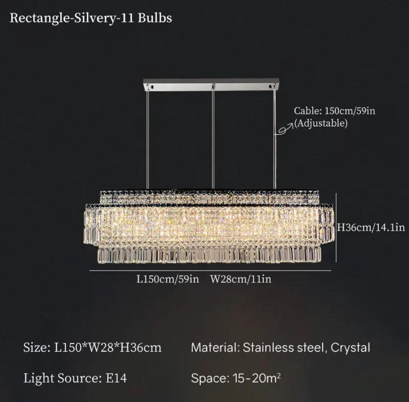 Valencia Rectangle LED Crystal Chandelier – NYRALONDON