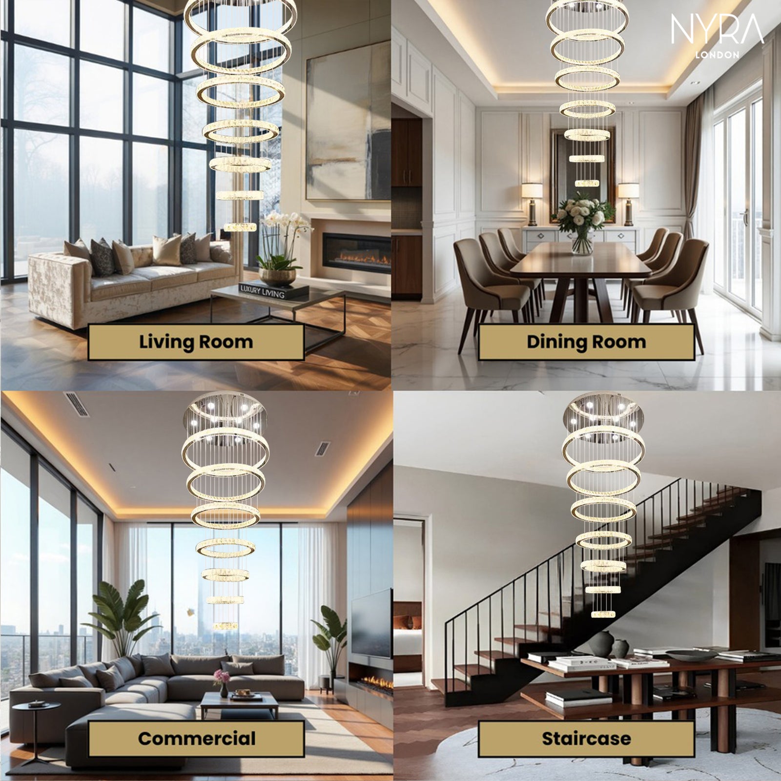 Finley Crystal Chandelier - Golden - NYRALONDON