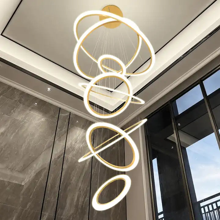 Modern 5 Ring LED Ceiling Ring Chandelier – NYRALONDON