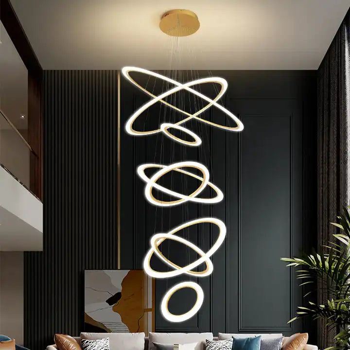 Modern 5 Ring LED Ceiling Ring Chandelier – NYRALONDON