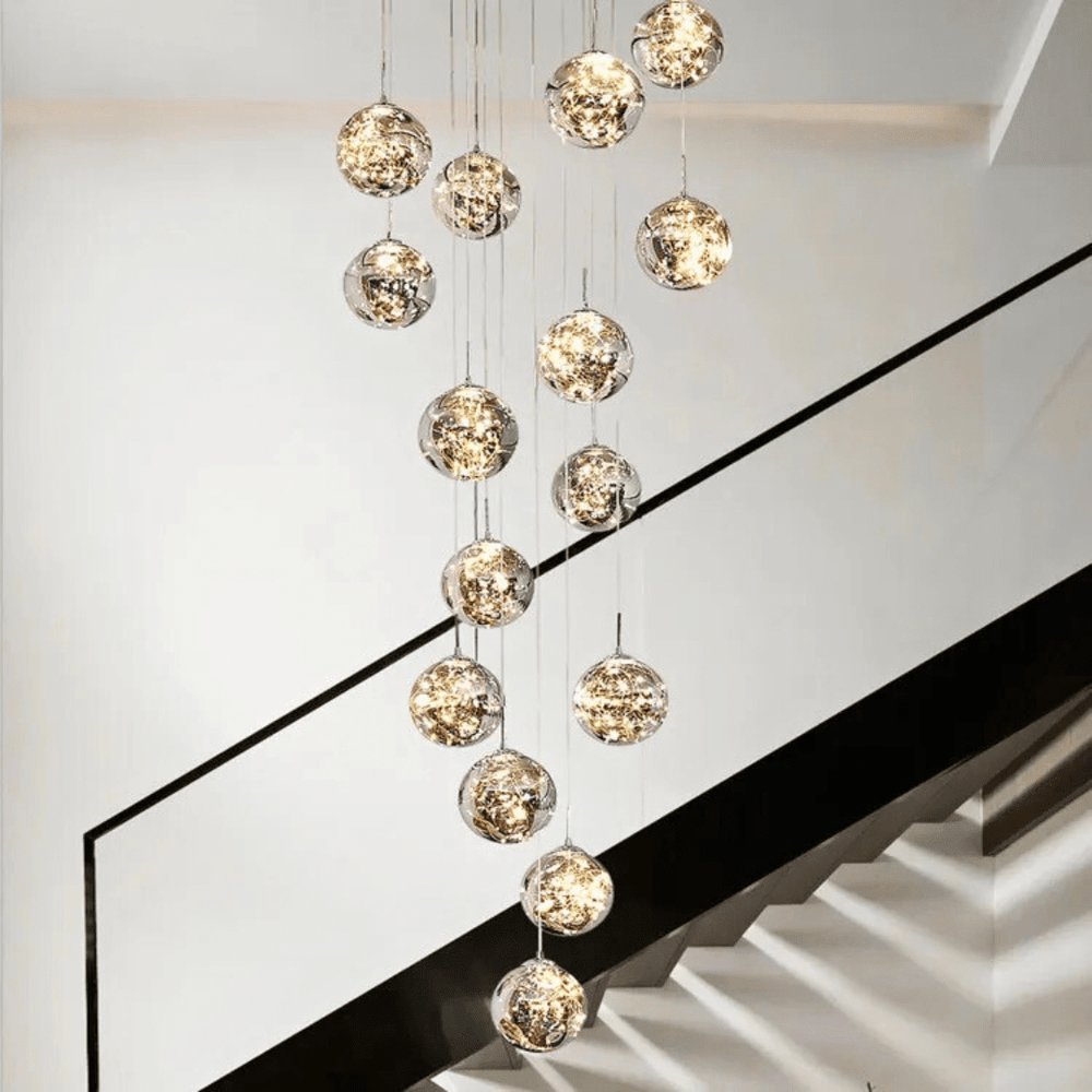 Bella Glass Ball Chandelier - 15 Heads / Smoke Grey / Black - NYRALONDON