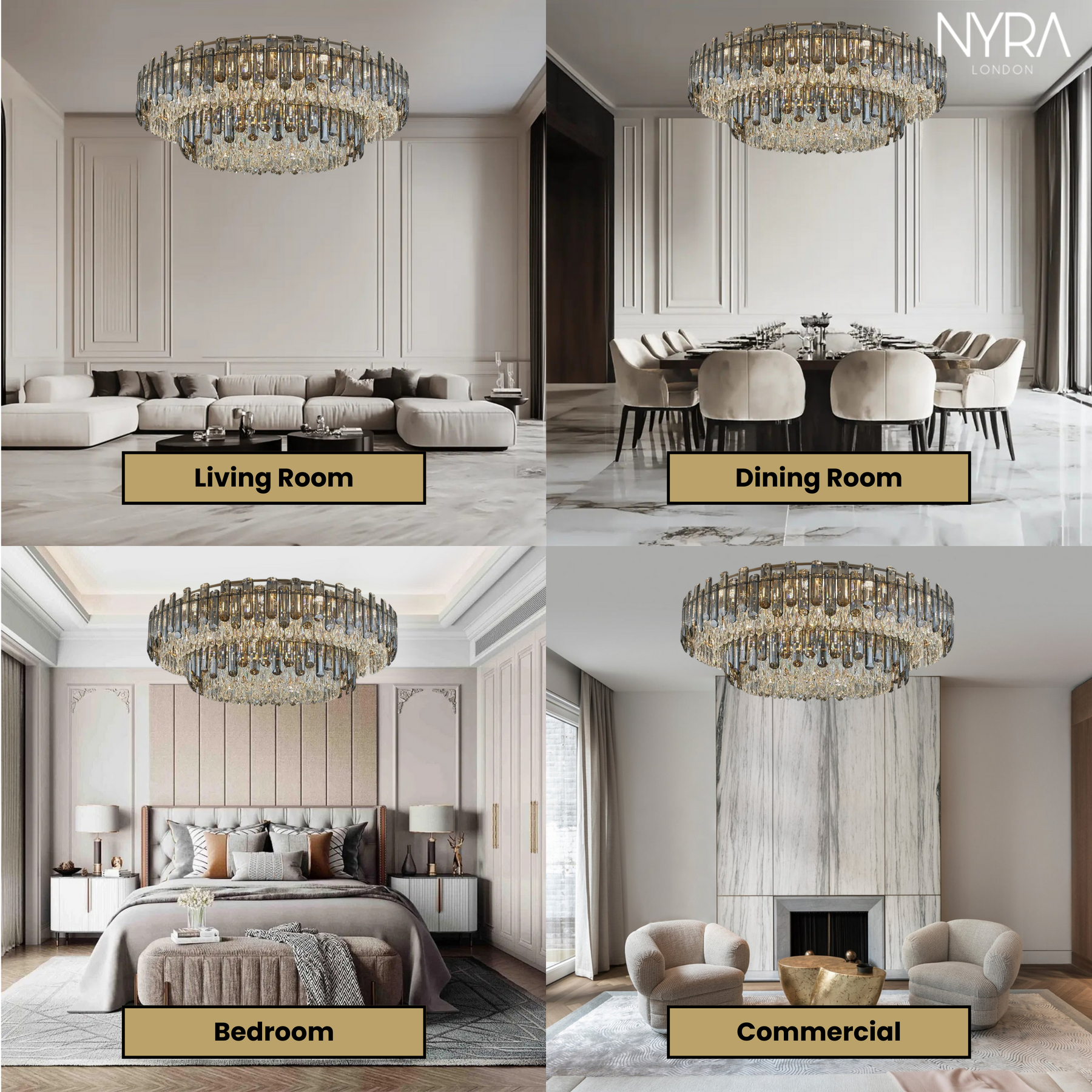 Roberta Crystal Ceiling Lights | Nyralondon - Round D60cm H25cm 12 ...