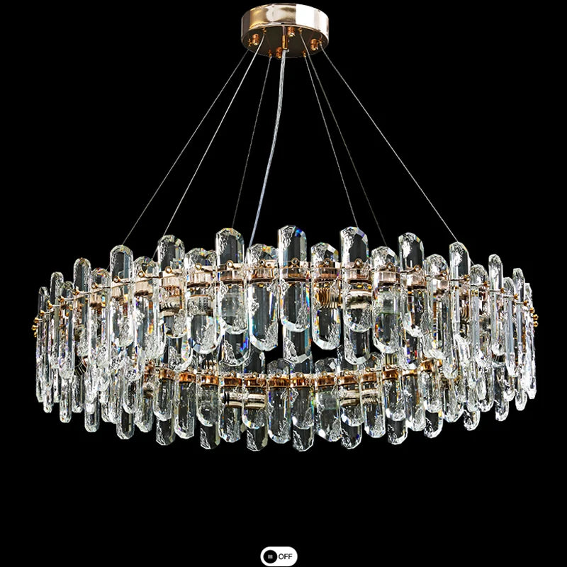 Tooley Gold Round Crystal LED Chandelier – NYRALONDON