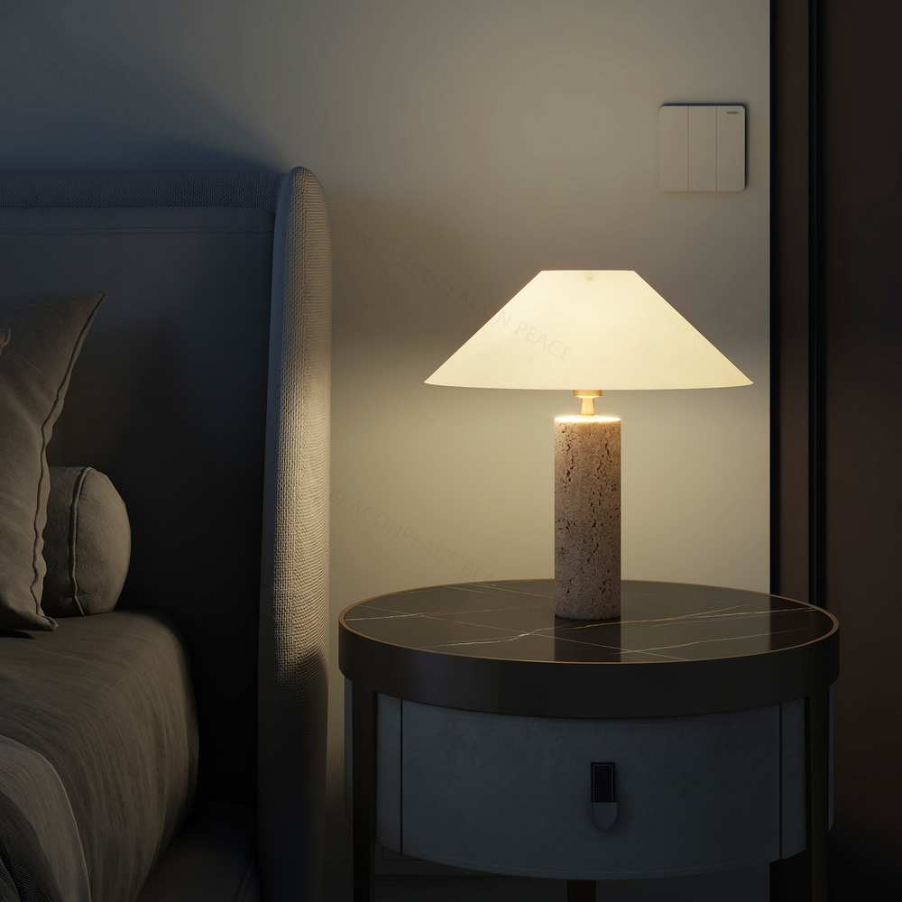 Serena Travertine Table Lamp - NYRALONDON