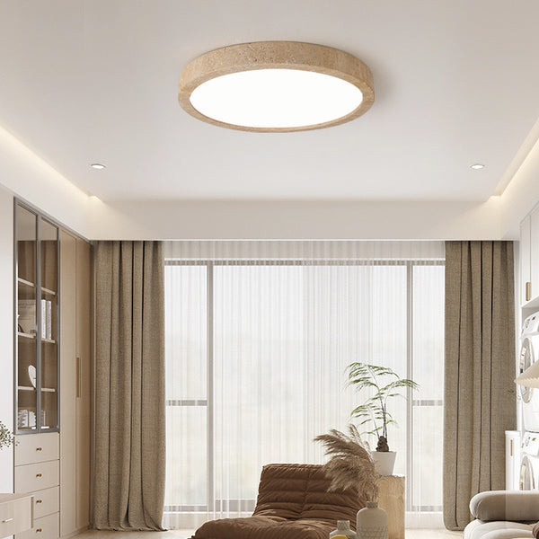 Ellipse Stone Travertine Ceiling Lights - NYRALONDON
